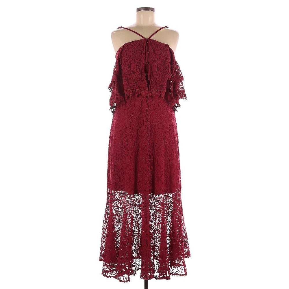 Showstopper Lace Gypsy Dress In Burgundy Cherry - Gem
